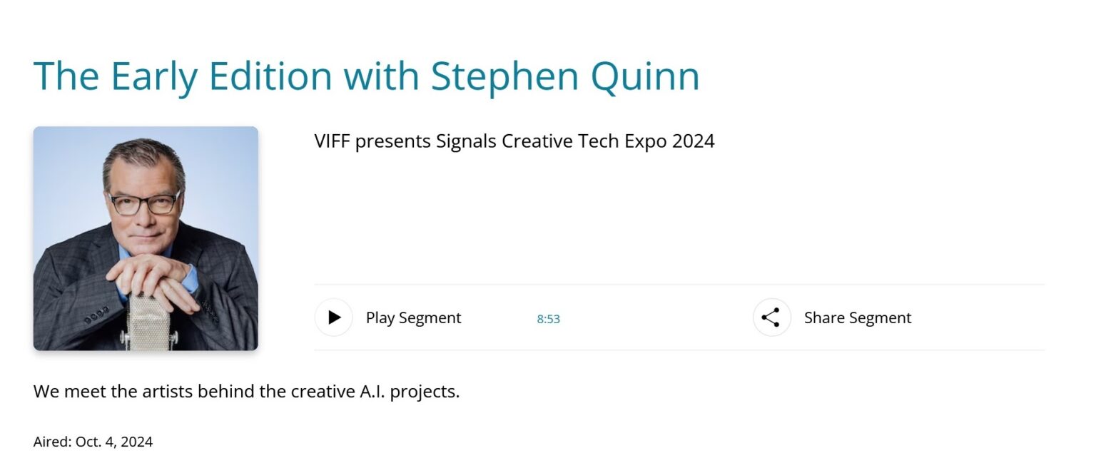 The Early Edition with Stephen Quinn: VIFF presents Signals Creative ...